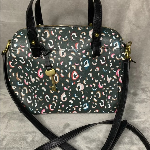 Fossil | Bags | Fossil Fiona Convertible Satchel Leopard Print Handbag ...
